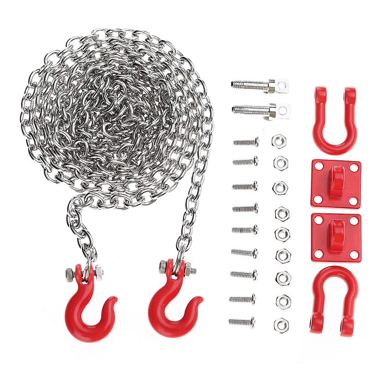 U Shaped Tow Hook, RC Tow Hook Chain for 1/10 Scale Rc Cars, Trailer Chain Metal Assemble Parts for Rc Climbing Crawler Car