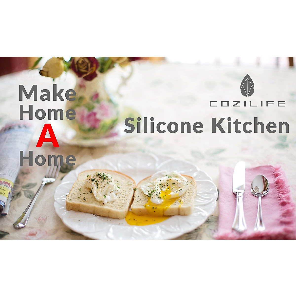 Egg Poacher – COZILIFE Silicone Egg Poaching Cups with Ring Standers, For Microwave or Stovetop Egg Cooking, Kraft Box Packing, BPA Free, Pack of 4