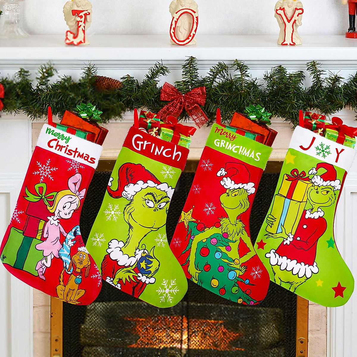 GYGOT 4 Pack Christmas Stocking,18 Inch Large Christmas Stockings Christmas Decorations for Family Holiday Party Decor