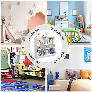 Amyove Kids Bookshelf and Bookcase Toy Storage Multi Shelf with Cubby Organizer Cabinet and Drawers for Boys Girls,for Children's Room, Playroom, Hallway, Kindergarten, School,Bedroom (White)