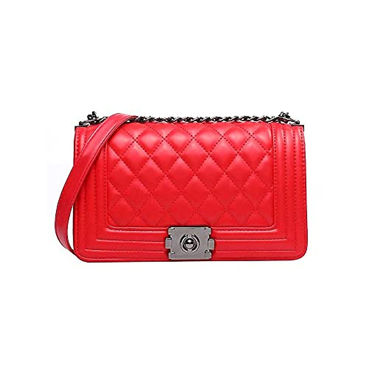 MariaKinz Leather Shoulder/Crossbody Bags and Purse with Convertible Strap (Red Mosaic)