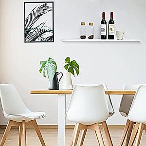 24 Inch Floating Shelves White Floating Shelf for Wall Set of 2, Durable Natural Wood Oak Floating Shelf for Bedroom Bathroom Kitchen, Easy Assembly, Classic Design, White Color, 24*6*0.8 (2 Pack)