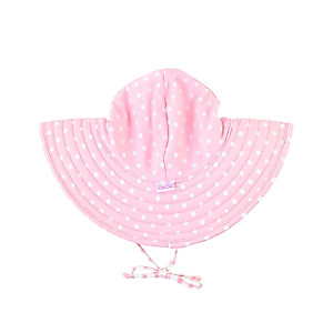 RuffleButts Pink Polka and Stripe Reversible Swim Hat - 3T-5