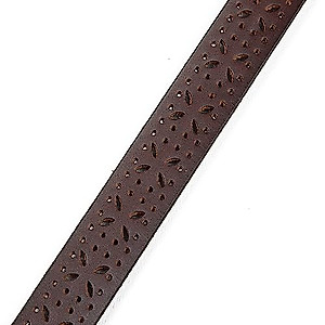 Eddie Bauer Women's Casual Leather Belts, One Size Fits Most, Perforated Pattern-Brown, Large