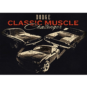 JH DESIGN GROUP Men's Dodge Challenger T-Shirt Classic Muscle Short Sleeve Shirt (X-Large, Black)