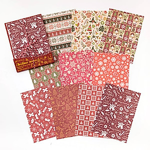 Dwpetzo 128 Sheets Christmas Scrapbook Paper Stickers Kit for Scrapbooking Supplies, 5.5" x 3.9" 30 Christmas Patterned Single Sided Sheets, 6.3"x6.3" 8 Sheets Scrapbook Stickers