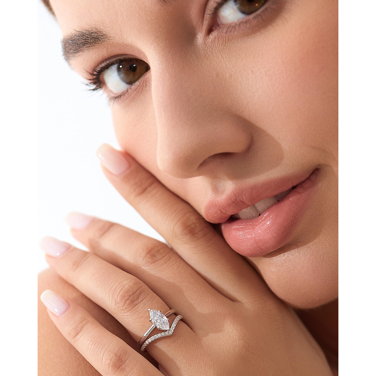 Michooyel 1.5ct Marquise Cut 2in1 Women's Engagement Ring Simulated Diamond Wedding Bands Ring Bridal Set Sterling Silver Promise Ring For Women