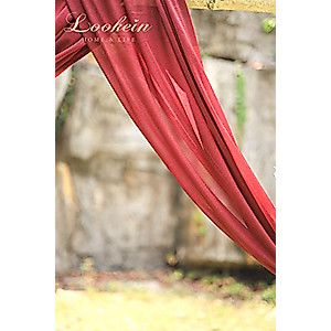 Lookein Chiffon Runner Arch Decorations for Wedding Ceremony Arch Drapping Fabric for Wedding Swags, 2 Panels 30" Wide 6 Yards Long, Burgunday