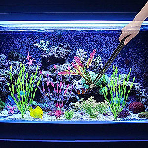 2 Pack Aquarium Forceps, 15 inch Long Handle Aquarium Tweezers Stainless Steel Straight and Curved Tweezers Set for Fish Tank Aquatic Plants Long Handle Reptile Feeding Tongs, Black