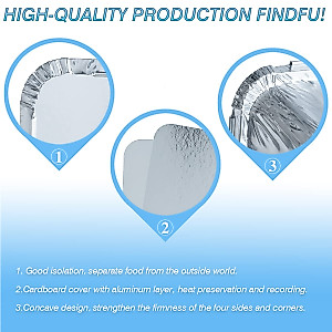 MOACOCK 50 Pack Aluminum Pans with Lids, 2.25lb Foil Pans with Board Lids, Disposable Take Out Food Containers, Foil Pans for Meal Prep Freezer Cooking Baking