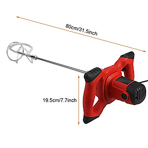 Electric Mortar Mixer, 1500W Handheld Cement Paint Grout Mixer Machine 6 Speed Adjustable Concrete Stirring Tool, AC 110V