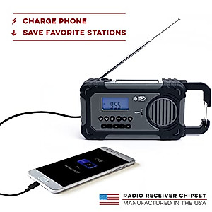 BTECH ER-V1 Emergency Solar Hand Crank Portable Radio, AM/FM/NOAA/SW Radio Receiver, 5 Ways to Power with 2000mAh Power Bank Phone Charger, USB Charger and LED Flashlight