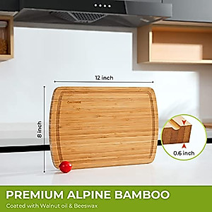 OAKSWARE Pre-Oiled Bamboo Cutting Board, Kitchen Chopping Boards with Juice Groove for Meat, Cheese, Fruit & Vegetables-100% Organic Bamboo Butcher Block Carving Board