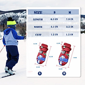 American Trends Toddler Winter Mittens Waterproof Boy Ski Gloves Warm Fleece Snow Mitten for Baby Boy Girl Cold Weather Navy Green S(Fits 2-4 years)