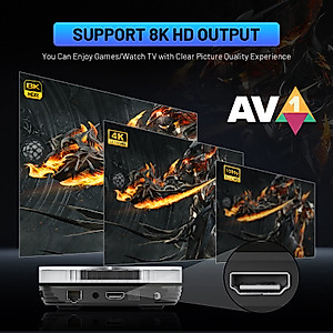 Kinhank Super Console X4 Plus video Game Console with 90000+Games, EmuELEC 4.6/Android 11.0/CoreE，Retro Game Console Compatible with Most Emulators,S905x4,8K UHD Display