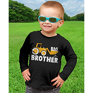 Tractor Big Brother Shirt Baby Reveal Sibling Boy Kids Long Sleeve T-Shirt 3T Black