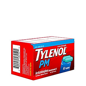 Tylenol PM Extra Strength Pain Reliever & Sleep Aid Caplets, 500 mg Acetaminophen, 50 ct