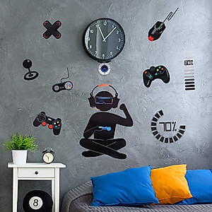 22 Pieces Game Room Wall Stickers Video Gaming Controller, Vinyl Wall Decal Game Zone Loading Wall Sticker Gamer Boy Wall Decal Wallpaper Art Design for Boys Kids Men Home Playroom Bedroom Decoration