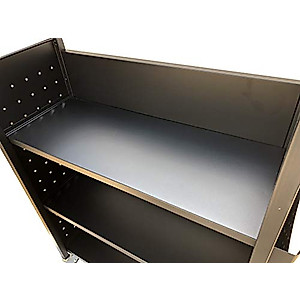 Workington Rolling Book Truck Book Cart with 3 Flat Shelves, Library Book Cart with Swivel Lockable Casters 3001 Black