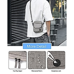 Grey Small Side Shoulder Bag Crossbody Bag for Men Women Mini Messenger Bag Satchel Bag Travel Purse Wallet Passport Holder Bag, Cell Phone Purse Neck Pouch Wallet- Unisex Large Size