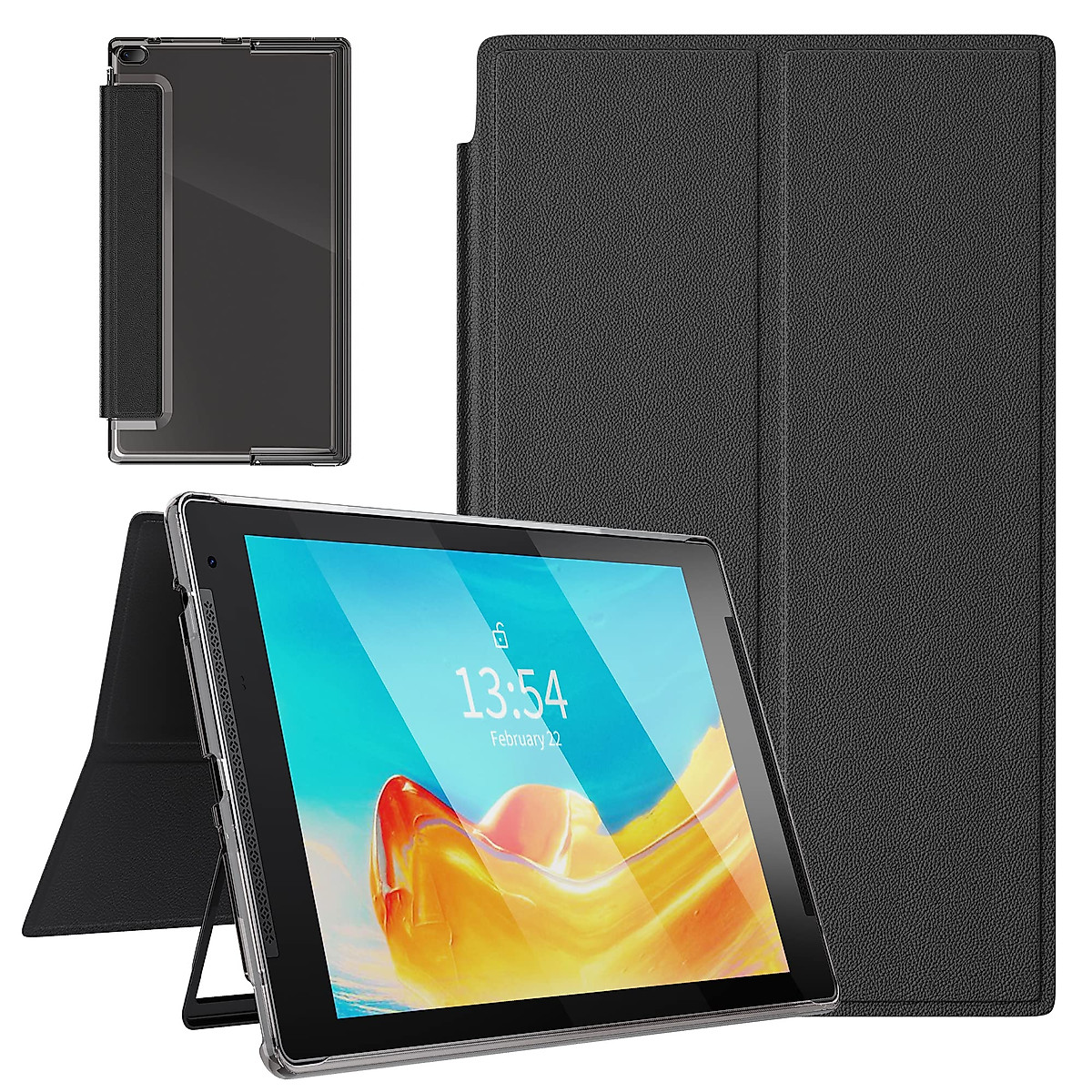 Tablet Case for TJD 10.1 inch Tablet, Multi-Viewing Angels PU Leather Stand Folio Case Cover Compatible with TJD MT1011 Touchscreen Tablet, with Magnetic Cover (Black Case)