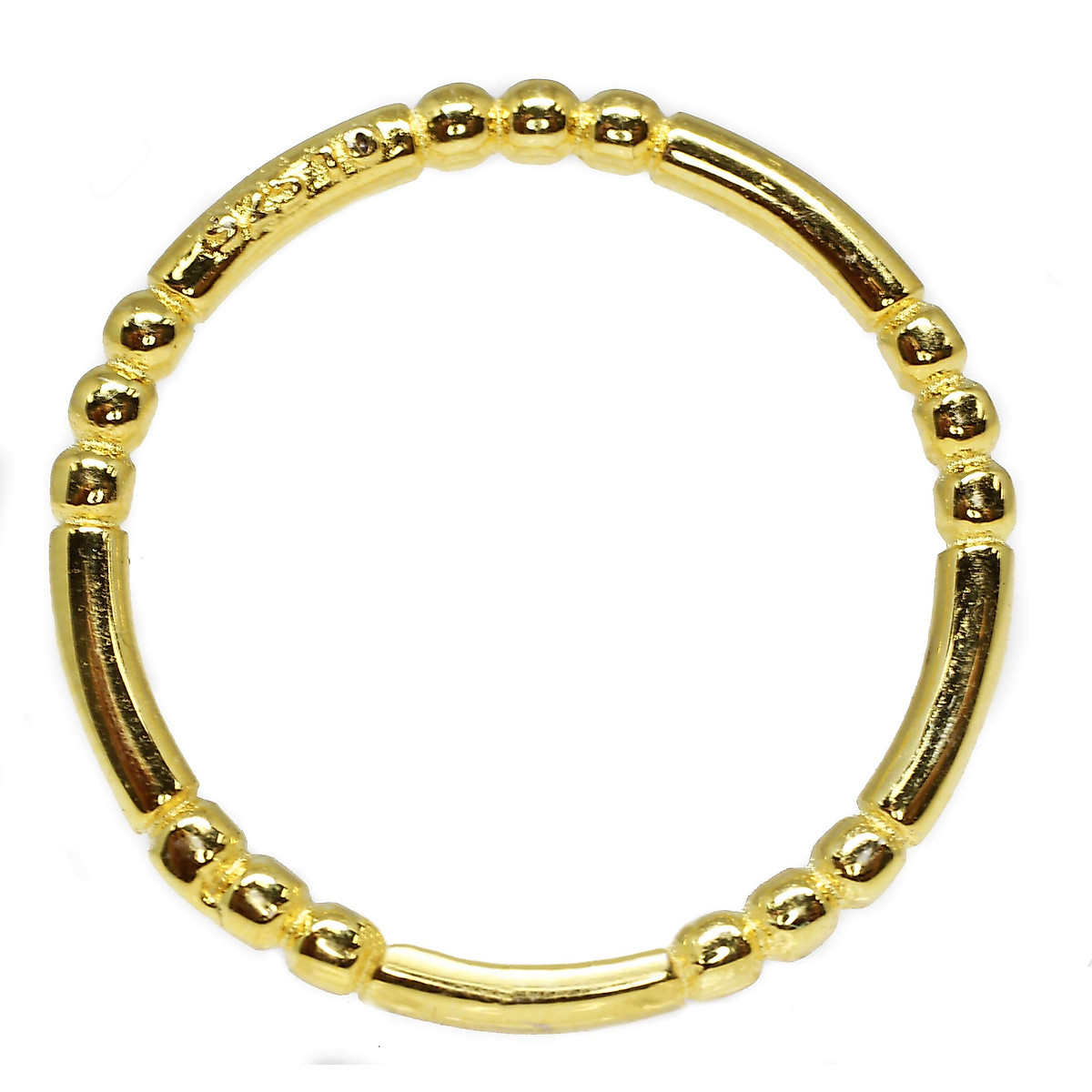 CloseoutWarehouse Yellow Gold-Tone Plated Sterling Silver Plain Silver Decorated Stackable Band Ring Size 10