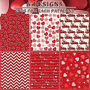 Whaline 12 Sheet Valentine's Day Wrapping Paper Red Heart Truck Gift Wrapping Paper 19.7 x 27.6 Inch I Love You Prints Sweet Present Packing Paper for Wedding Anniversary Baby Shower Birthday