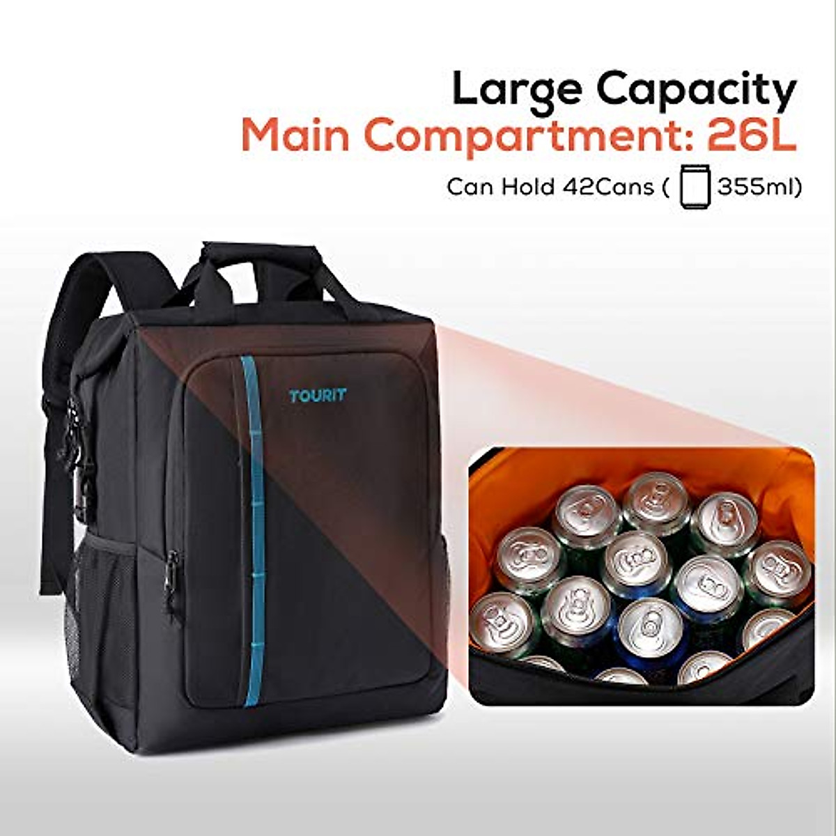 TOURIT 42 Cans Backpack Cooler Leakproof Large Capacity Insulated Backpack