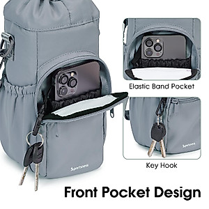 sportsnew Water Bottle Holder with Strap 32oz 40oz Insulated Water Bottle Carrier Sling Bag with Phone Pocket Tumbler Bag Crossbody Cup Sleeve for Walking Hiking Travelling Carrying, Greyish Blue