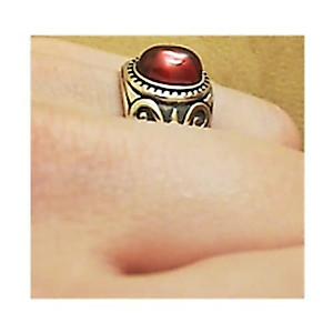 Red Garnet S925 Silver Damon salvatore heart TVD Ring Real ring For Men or woman, leaves Engraved, gemstone Fine Jewelry (9)