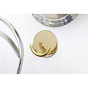 Self Adhesive Double Coat Hook Wall Mount, Round Double Towel Rack, Modern Kitchen Bathroom Multi-Purpose Hanger for Robe, Hat, Key… (Gold)
