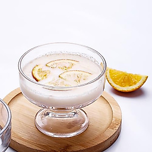 binsakao Glass Ice Cream Bowl Set, Small Clear Mini Footed Dessert Cups for Friut Pudding Trifle Parfait Sundae Nuts Cocktail Drinks Party (6.3 oz, 6 pcs)