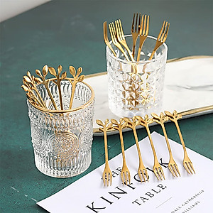 13 Piece Gold Mini Spoons and Forks with Swan Spoon Holder Small Spoons for Dessert Appetizer Spoons Stainless Steel Gold Serving Spoons Utensils ​for Coffee Tea Party Dessert Table