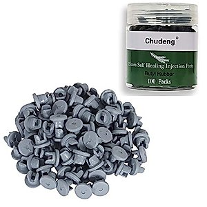 13mm Vial Rubber Stoppers-Two Legs(100 Count) Self Healing Injection Ports Solid Seal, for Glass Vial and Liquid Culture Jars, Can Be Sterilized by Steam and Repeated Used (13mm-2 Legs)