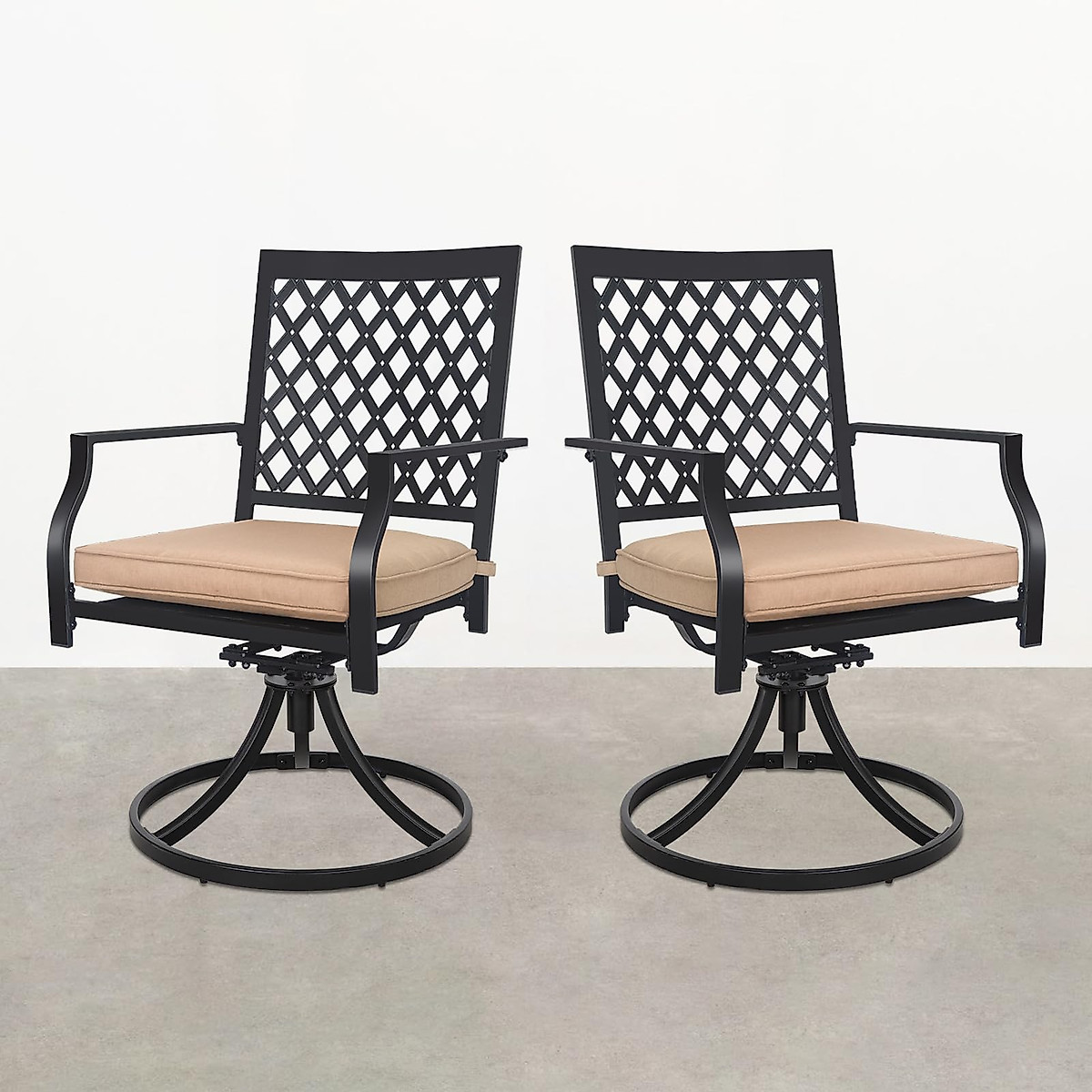 MEOOEM 2 Piece Patio Swivel Dining Chairs, Gift for Christmas, Outdoor Furniture Set for Garden Backyard Bistro