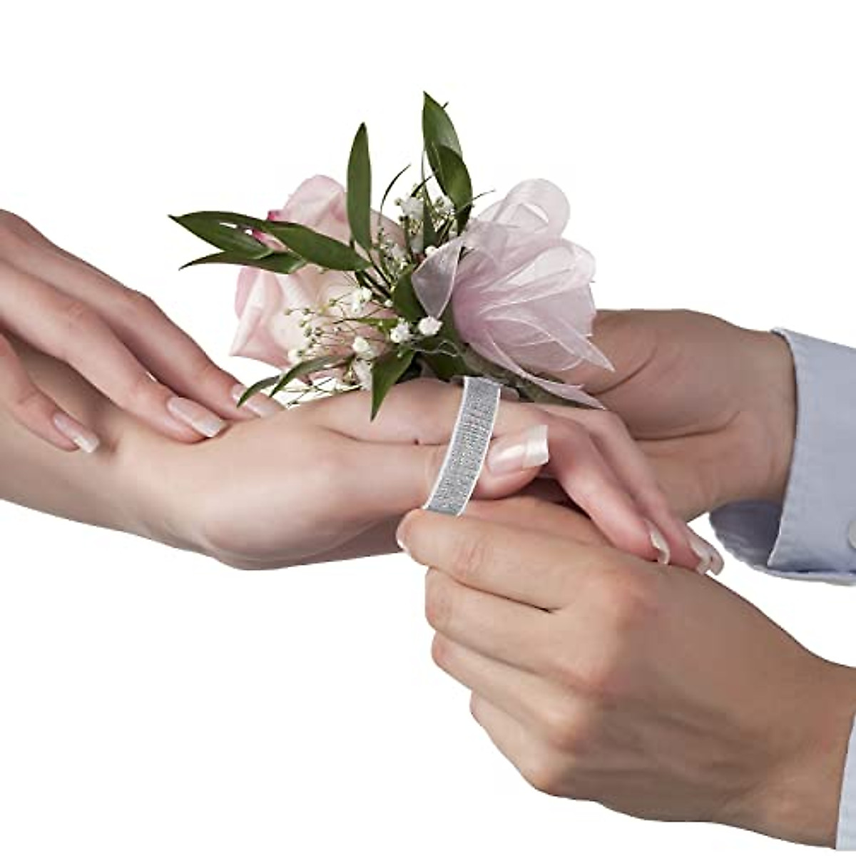 Elastic Wrist Corsage Bands, Elastic Wristlets for Wedding Prom Flowers (24 Pieces)