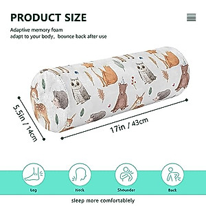 Vnurnrn Cute Forest Animal Neck Support Pillow Round Neck Roll Bolster Cylinder Pillow Cervical Pillows Arm Pillow for Leg Knee Back Head Support for Gifts Camp Study Work