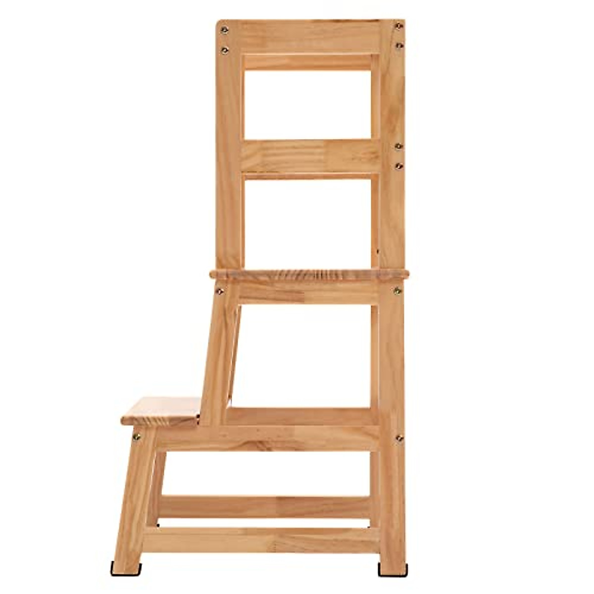 Kitchen Step Stool for Kids with Safety Rail,Solid Wood Construction Toddler Learning Stool Tower, Montessori Toddlers Kitchen Stool (Natural)