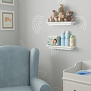 brightmaison BGT Pure Crown Molding Floating Shelves, Wall Decor for Living Room, Picture Ledge & Plant Shelf, Wall Shelf Set of 2, White