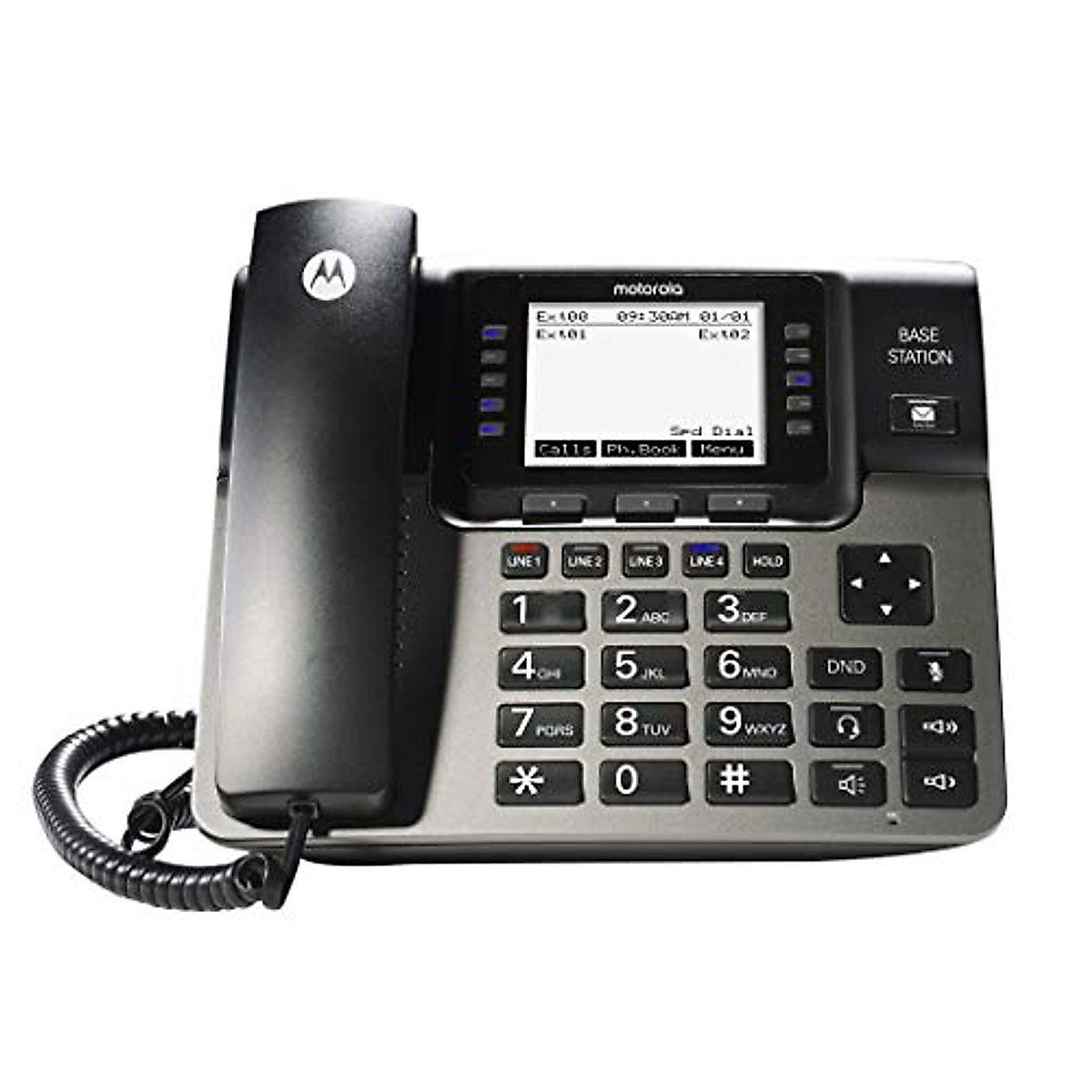 Motorola ML1002H DECT 6.0 Expandable 1 to 4 Lines Business Phone System with Voicemail, Digital Receptionist and Music on Hold, Black, 2 Handsets