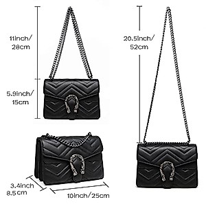 MYHOZEE Crossbody Purses for Women, Black Shoulder Bag Leather Chain Satchel Purse Ladies Handbags Evening Bag