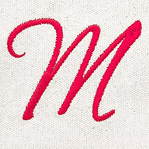 DALIX Beach Tote Bag Shoulder Bags Striped Monogrammed Red Ballent Letter M