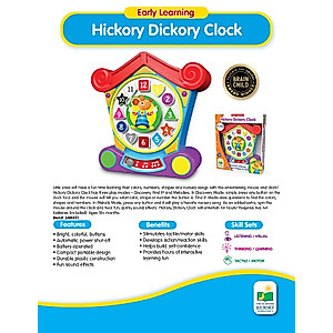 The Learning Journey: Early Learning Hickory Dickory Clock - Three Play Modes to Teach Colors, Numbers, & Shapes with Melodies - for Ages 18+ Months includes Music Player