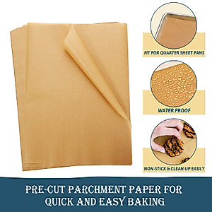 Hiware 200 Pieces Parchment Paper Baking Sheets 9x13 Inches, Precut Non-Stick Parchment Paper for Baking, Cooking, Grilling, Frying and Steaming - Unbleached, Fit for Quarter Sheet Pans