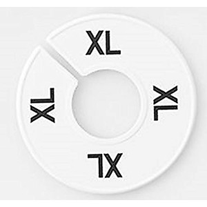 NAHANCO CWBKIT2 White Round Clothing Size Divider with Black Print for Home or Clothing Store, XS-XL, Kit of 25 (5 Sizes of 5 Each)