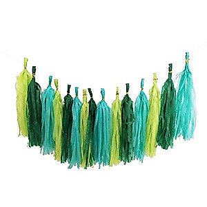 Party Hanging Decoration Mixed Mint Green Paper Tassels Garland Wedding Banner Bunting Baby Shower Garlands (Need DIY Set)