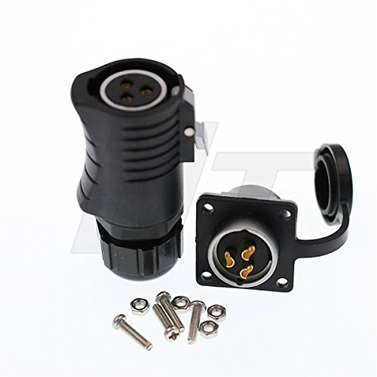 HangTon LP20 3 Pin 30 Amp Power Connector Female Cable Plug Panel Male Socket Waterproof Electrical Gold Plated Connector