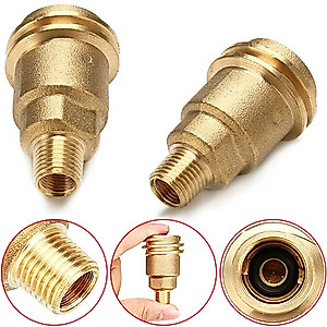 Seihao 2 Pcs 5042 QCC1/Type 1 Nut Propane Gas Fitting Adapter with 1/4 Inch Male Pipe Thread, Brass Propane Quick Connect Fittings for RV Camper, Cylinder, BBQ Gas Grill, BuddyHeater