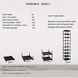 ZQWSYU 10 Tier Narrow Shoe Racks for Closets Durable Enterway Organizer Shoe Shelf Tall Shoe Stand, Metal