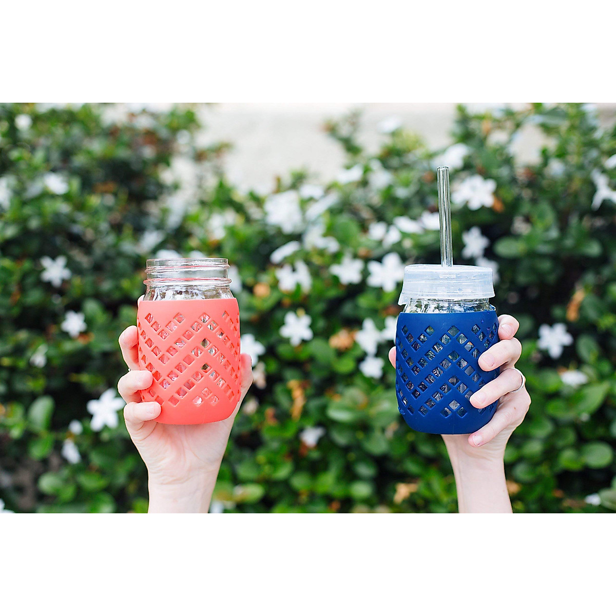 JarJackets Silicone Mason Jar Sleeve - Fits 16oz (1 pint) REGULAR-Mouth Jars | Package of 4 (Multicolor)